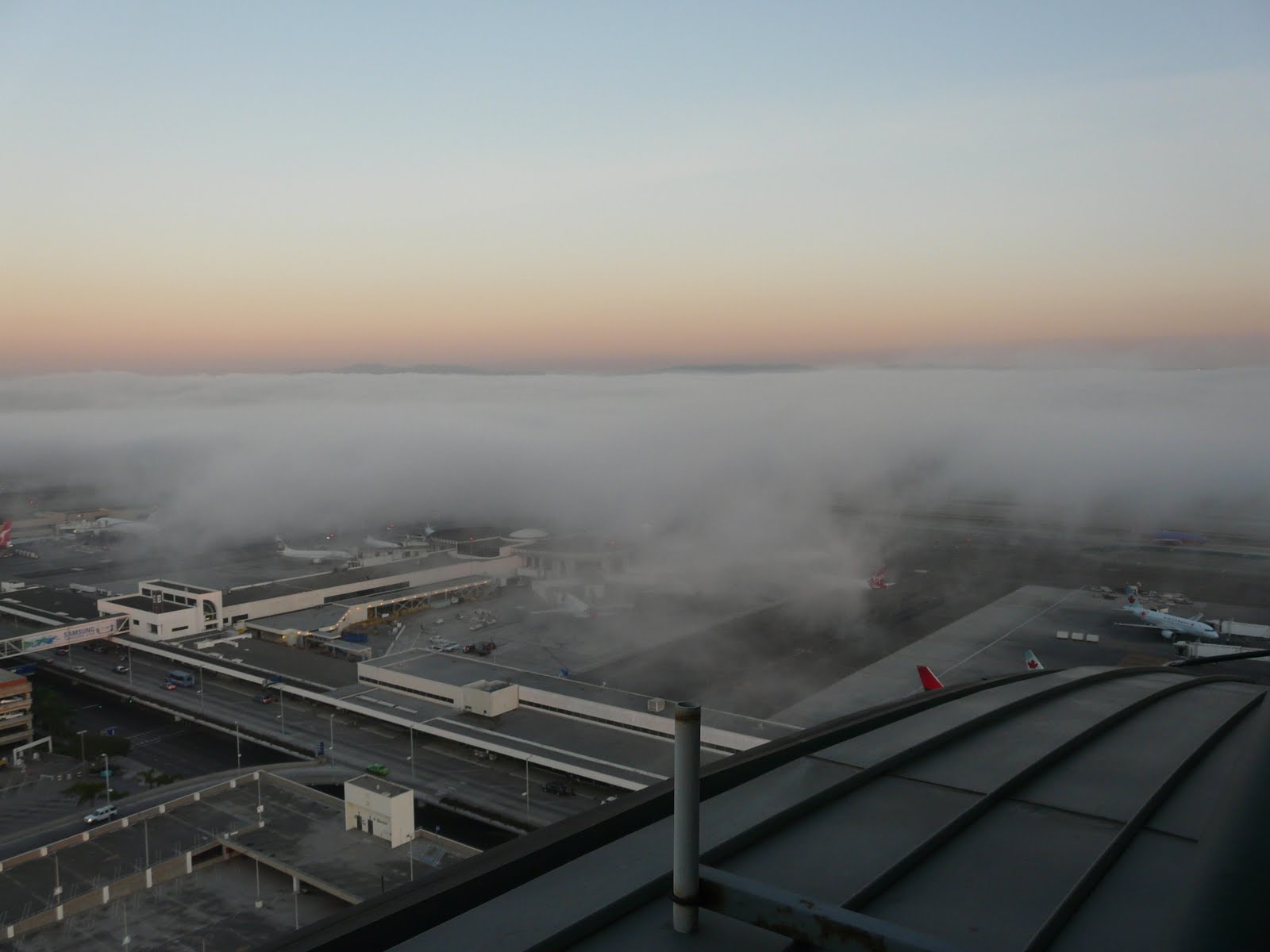 View from the control tower: Early morning fog