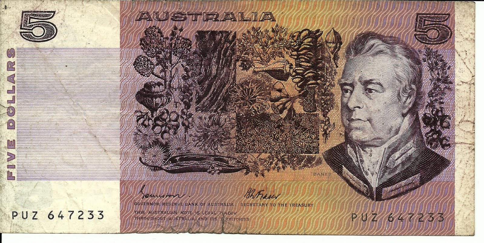 Banknote Collection: Australia 5 Dollar