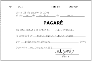 DOCUMENTACION EMPRESARIAL: EJEMPLO DEL PAGARE