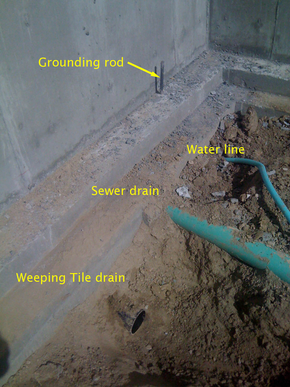 Chasing Net Zero: The pipes coming under the footing...