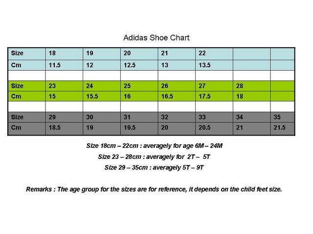 Baby Heaven 1,2,3 - Your baby's clothing heaven: Adidas Shoe Sizing Chart