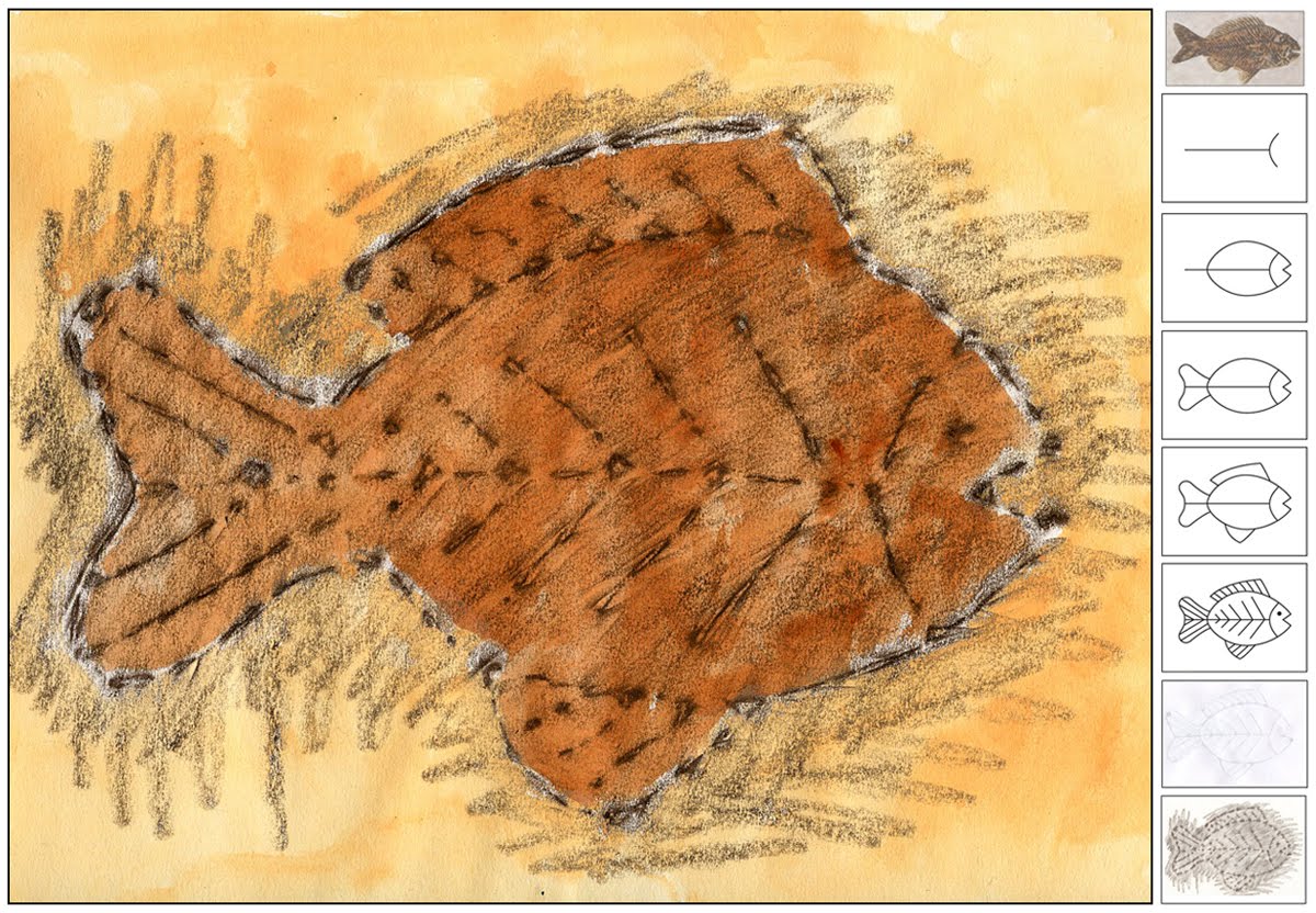 Draw a Fish Fossil ~ Art ProjectsArt Projects for Kid