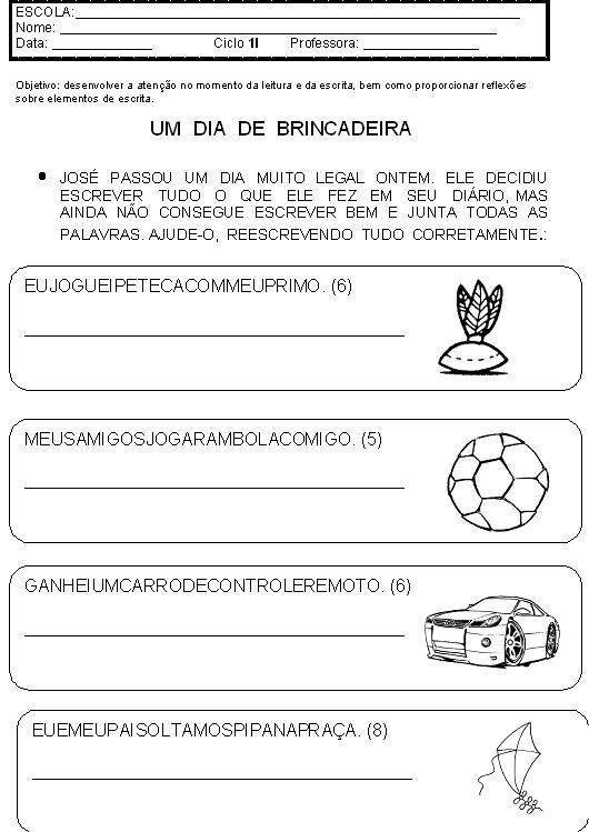 Arte da aprendizagem: Atividades: Segmentação das palavras