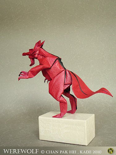 Kade Chan Origami Blog 香港摺紙工作室 (日誌): Werewolf 狼人 (Mercurochrome version)