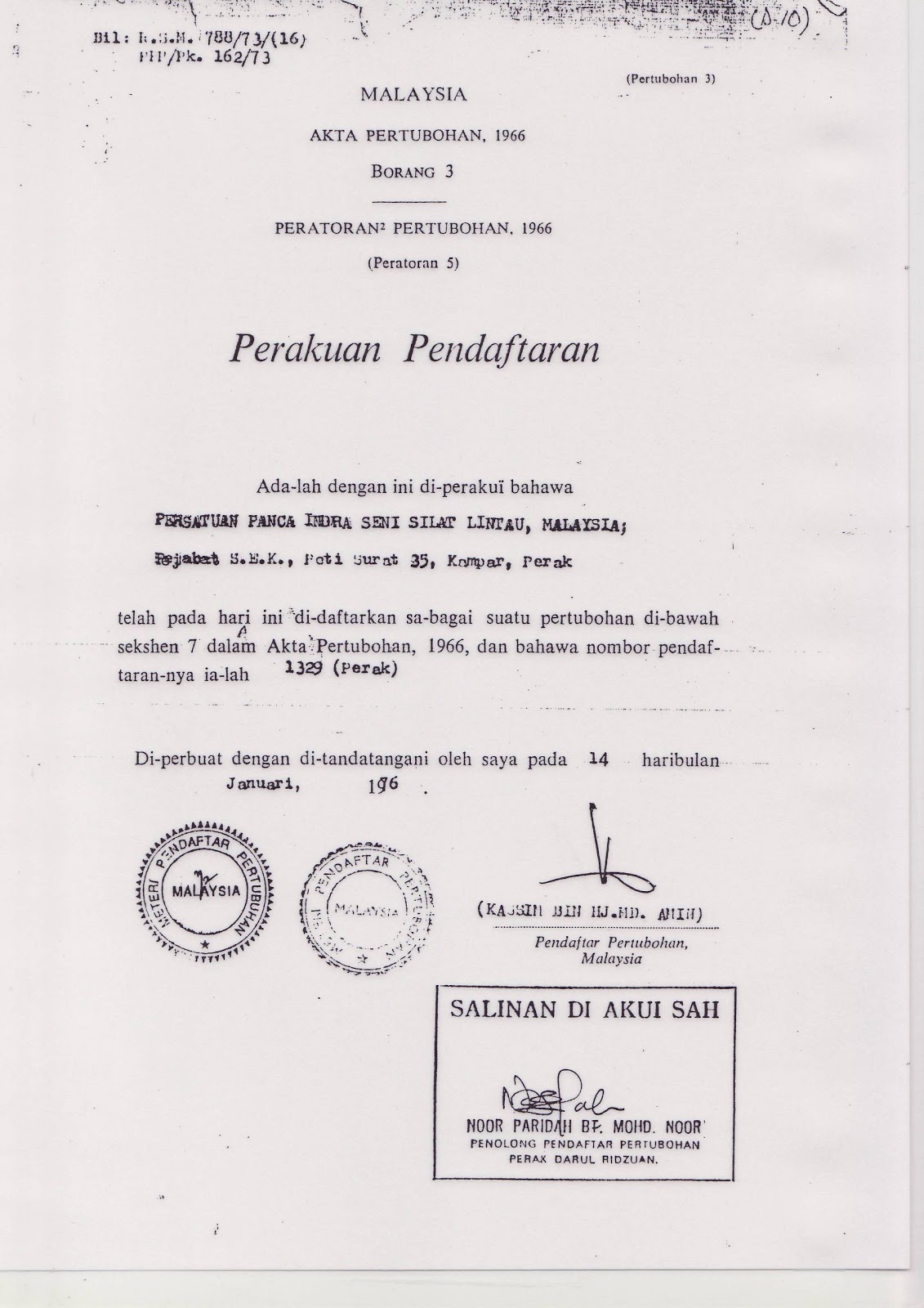 PERSATUAN PANCA INDRA SENI SILAT LINTAU MALAYSIA: SIJIL PERAKUAN ...