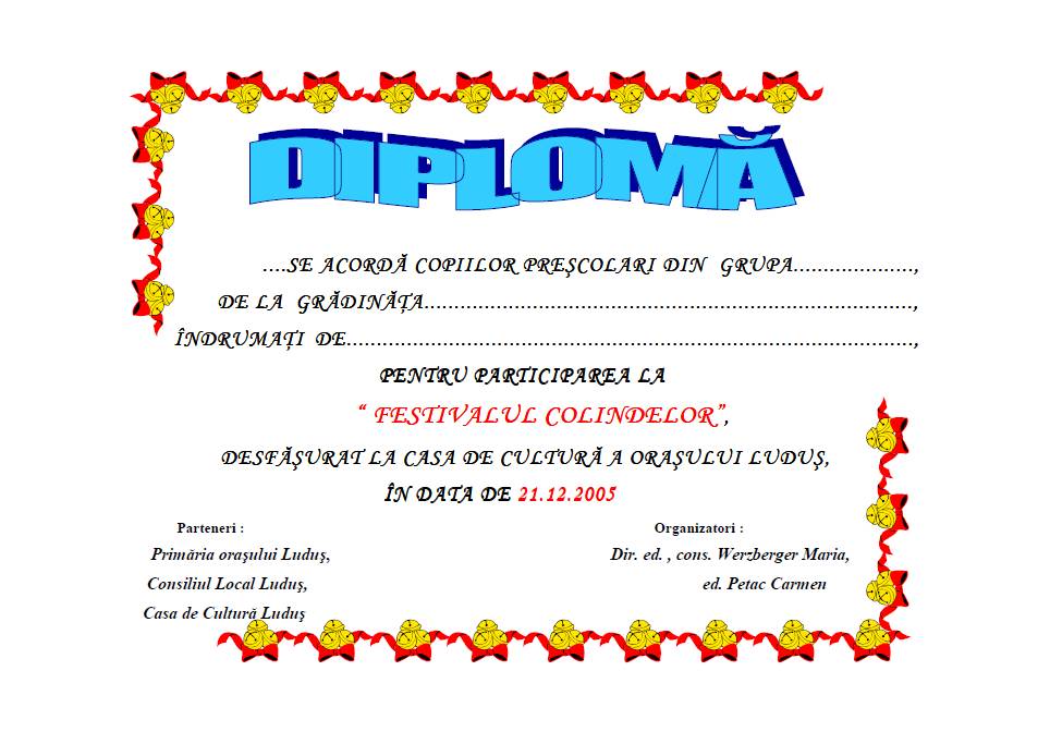 PRESCOLARII MEI: MODELE DE DIPLOME PENTRU PRESCOLARI