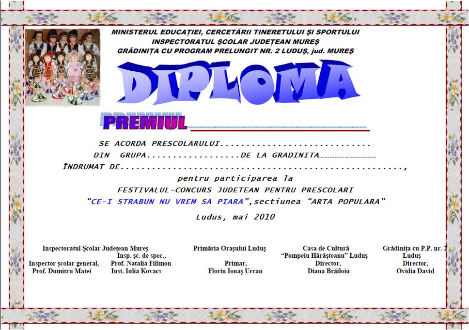 PRESCOLARII MEI: MODELE DE DIPLOME PENTRU PRESCOLARI