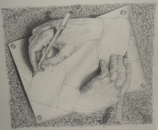 Chelée's art: Master Copy (MC Escher "Drawing Hands")-graphite pencil, 2008