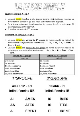 Le Français: Le passé simple des verbes du 1er groupe et du 2ème groupe
