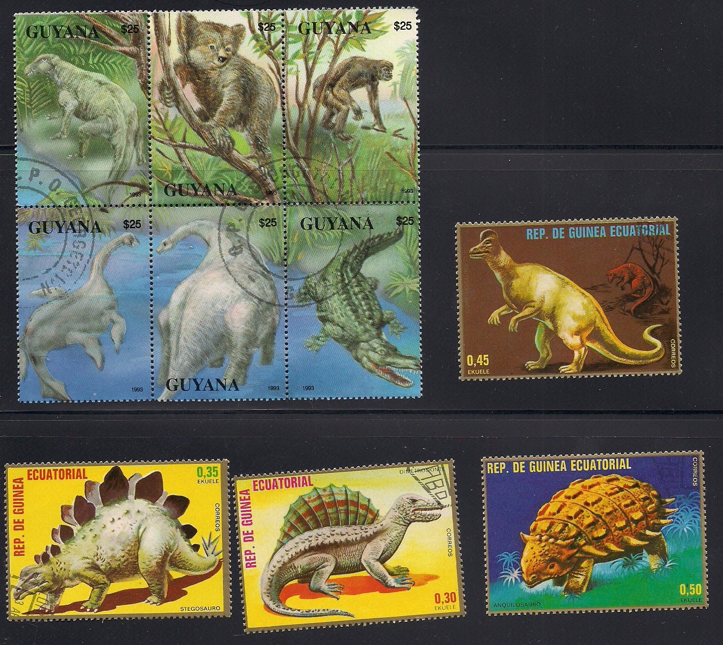 Philately Stamps: STAMP PACKET of 100 STAMPS on PREHISTORIC ANIMALS