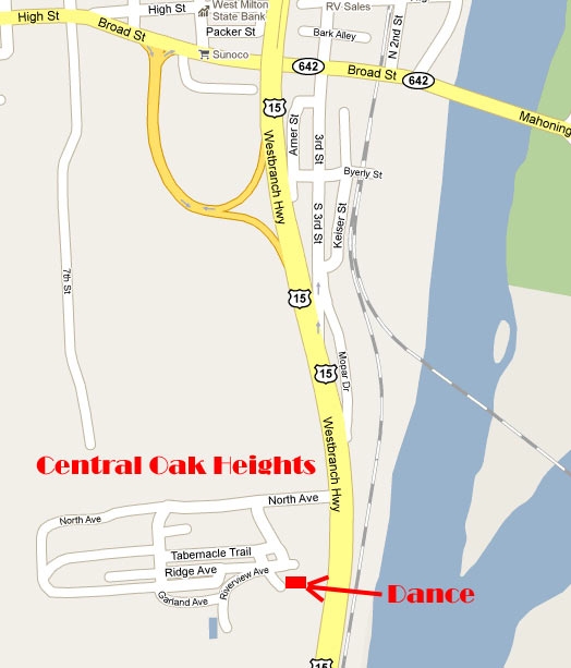 WilliamsportBallroom.com Dance Calendar: Map, West Milton, Central Oak ...