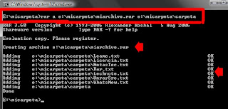 mouse: Comprimir archivos usando winrar desde MS-DOS