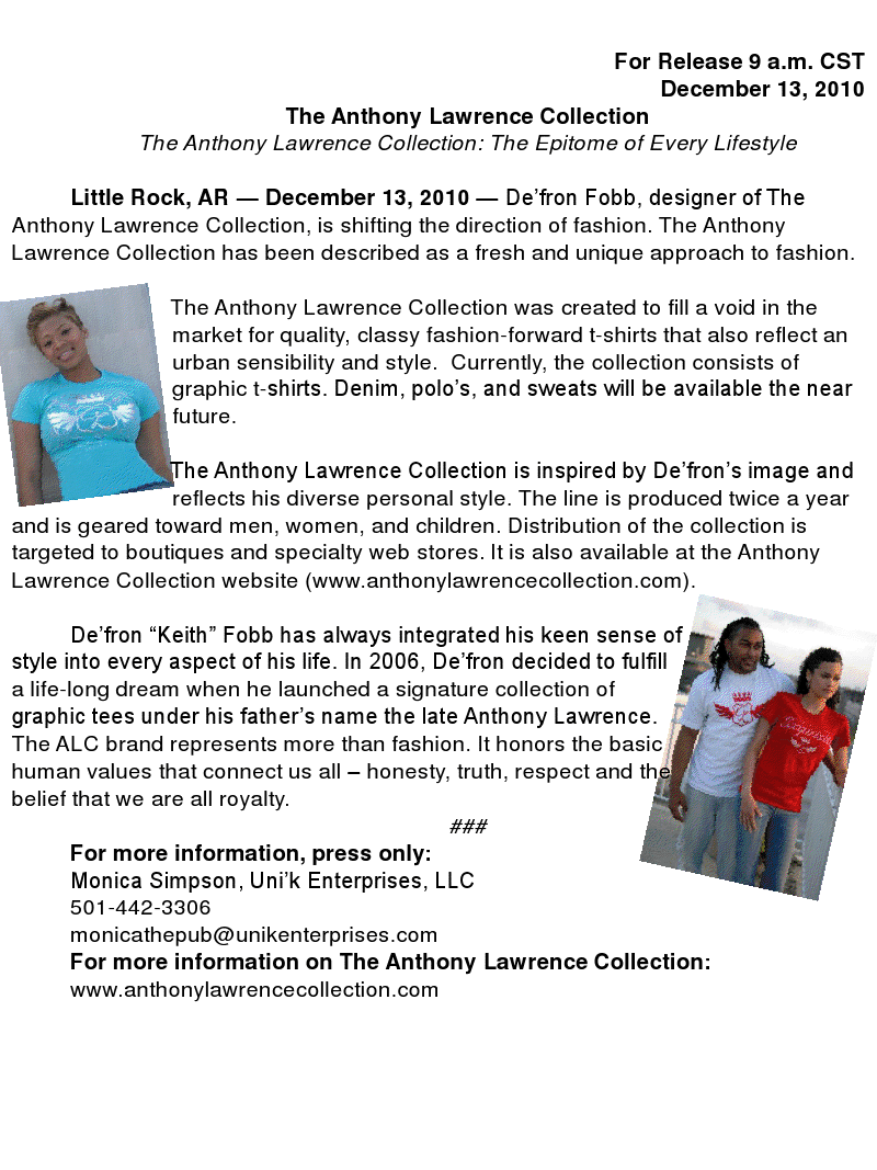 ModelsMondays: Designer Feature: Anthony Lawrence Collection by De'Fron