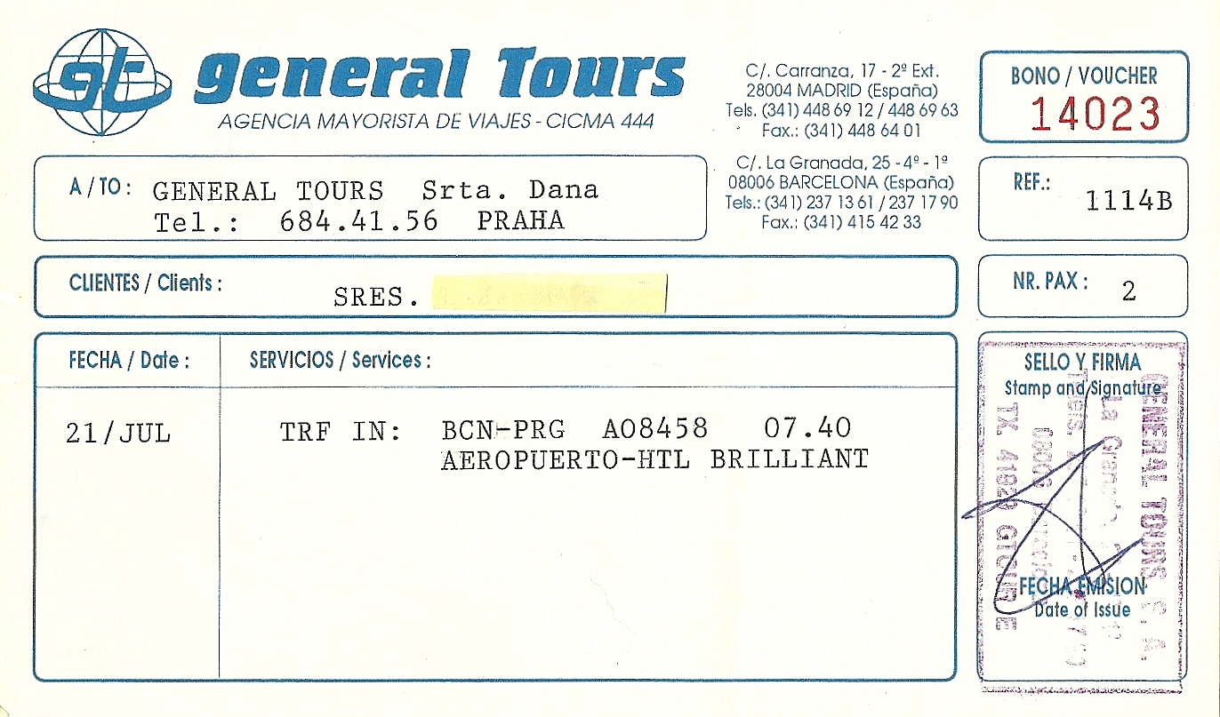 The traveler's drawer: Voucher de la agencia General Tours para viaje a ...