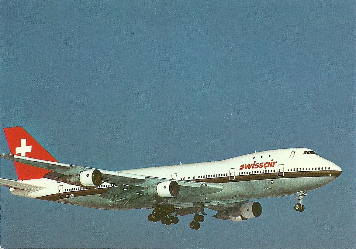 The traveler's drawer: SWISSAIR. Boeing 747 Jumbo-Jet aircraft