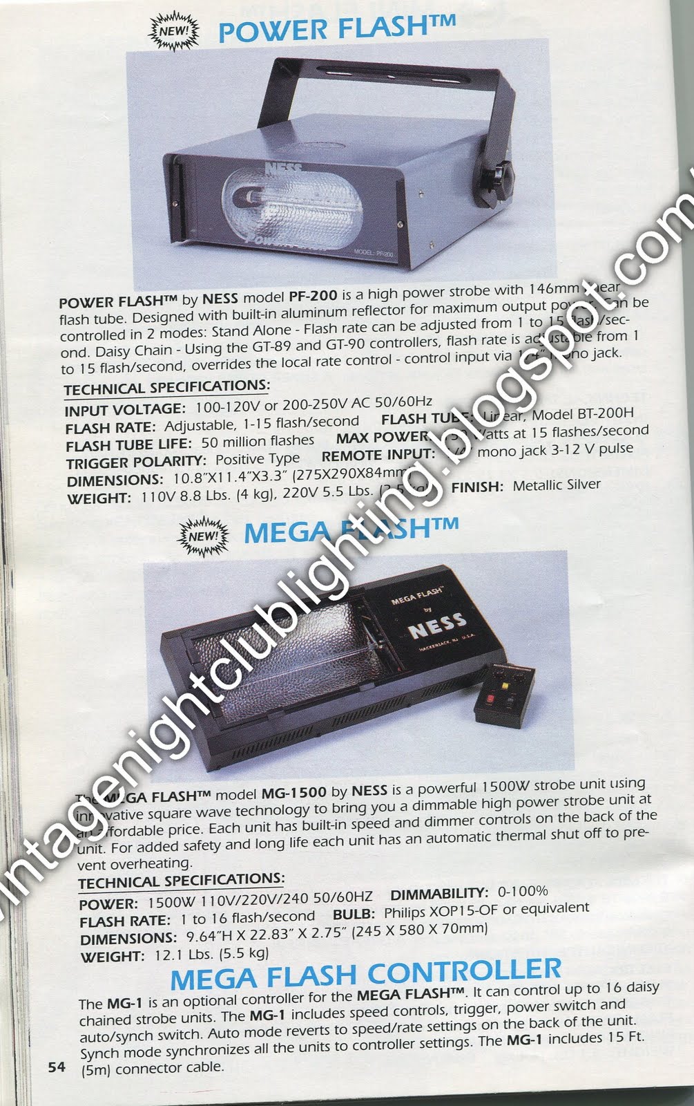 Vintage Night Club Lighting: NESS Catalogues