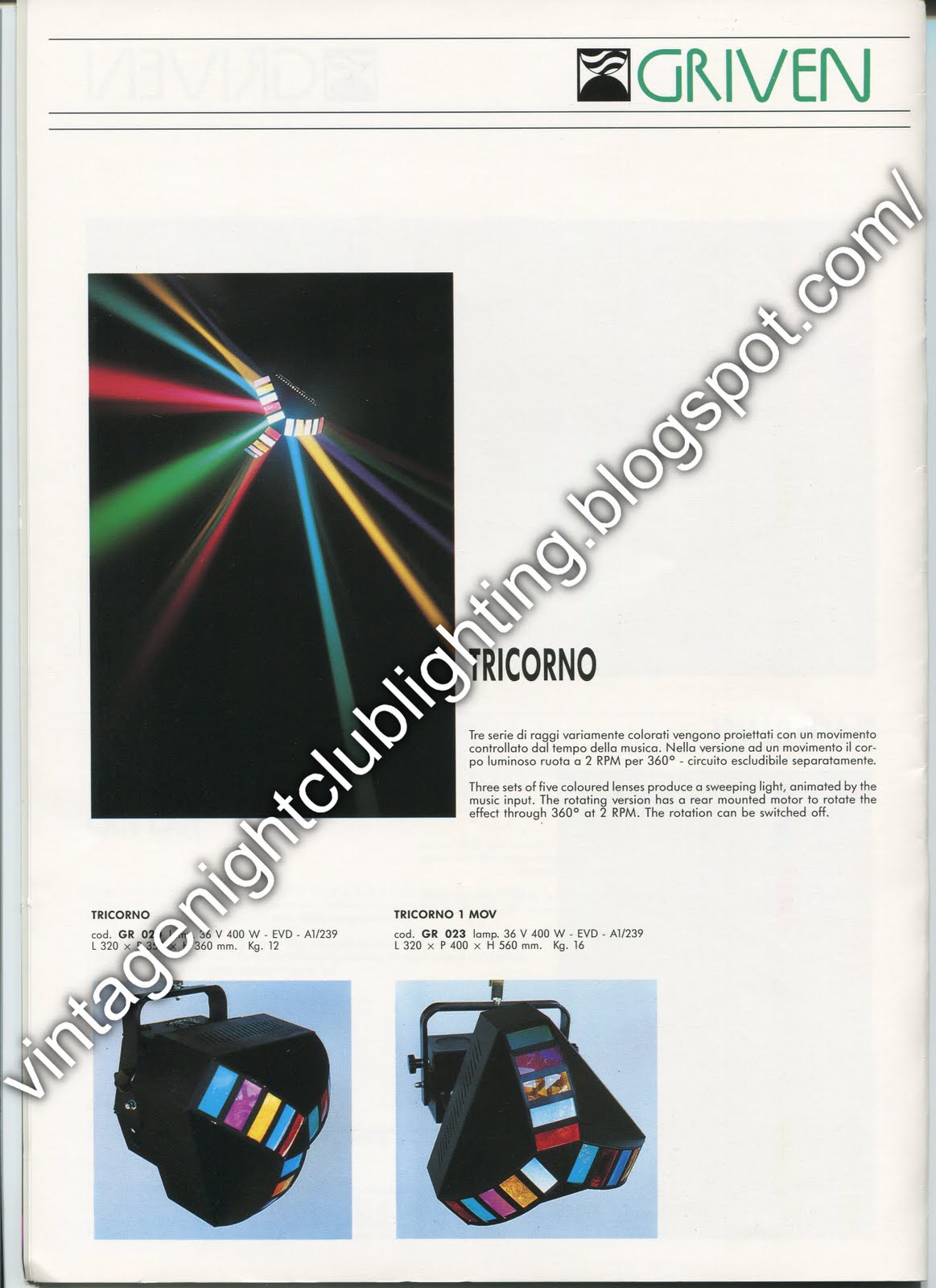 Vintage Night Club Lighting: Griven Catalogues