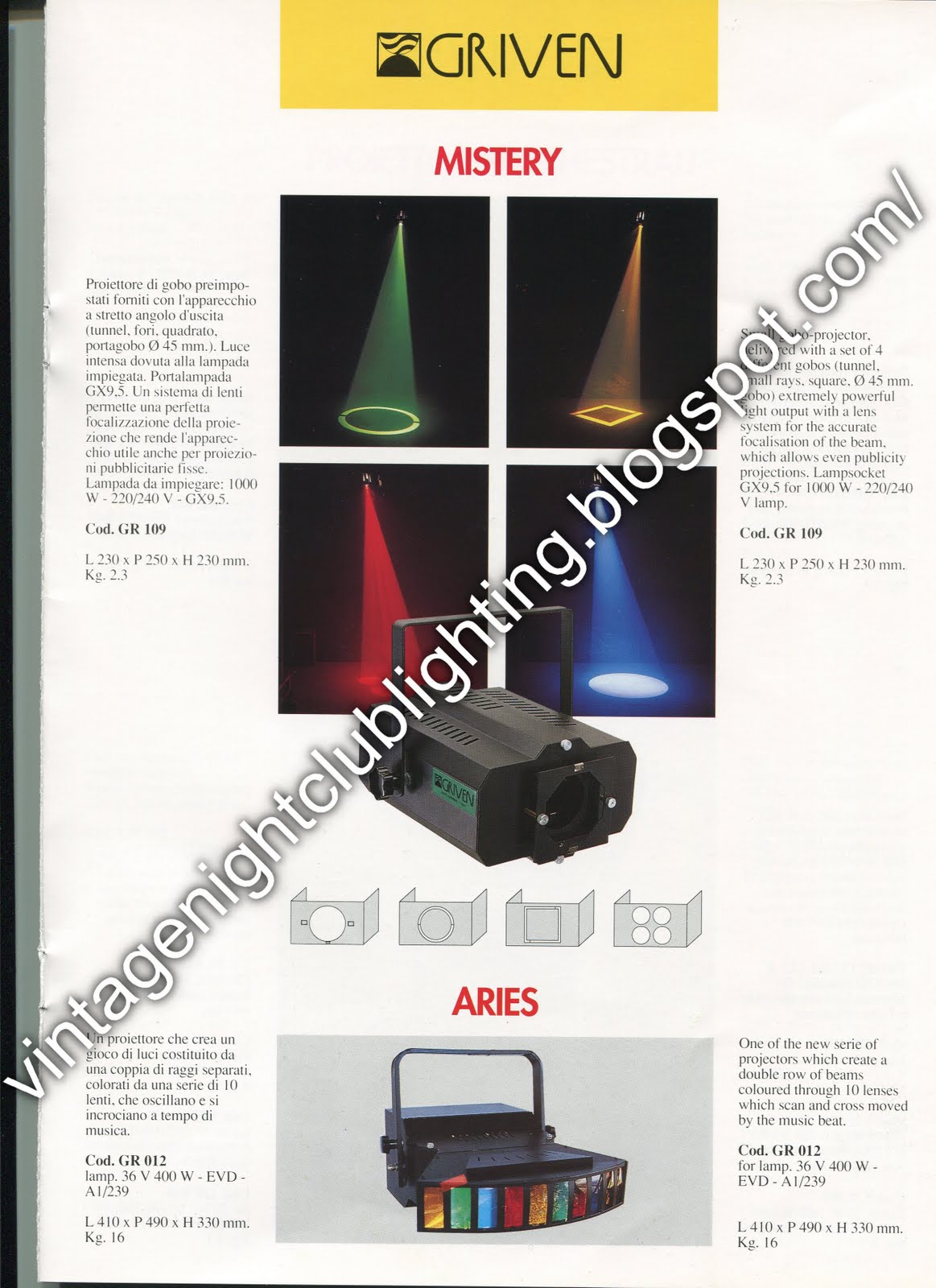 Vintage Night Club Lighting: Griven Catalogues