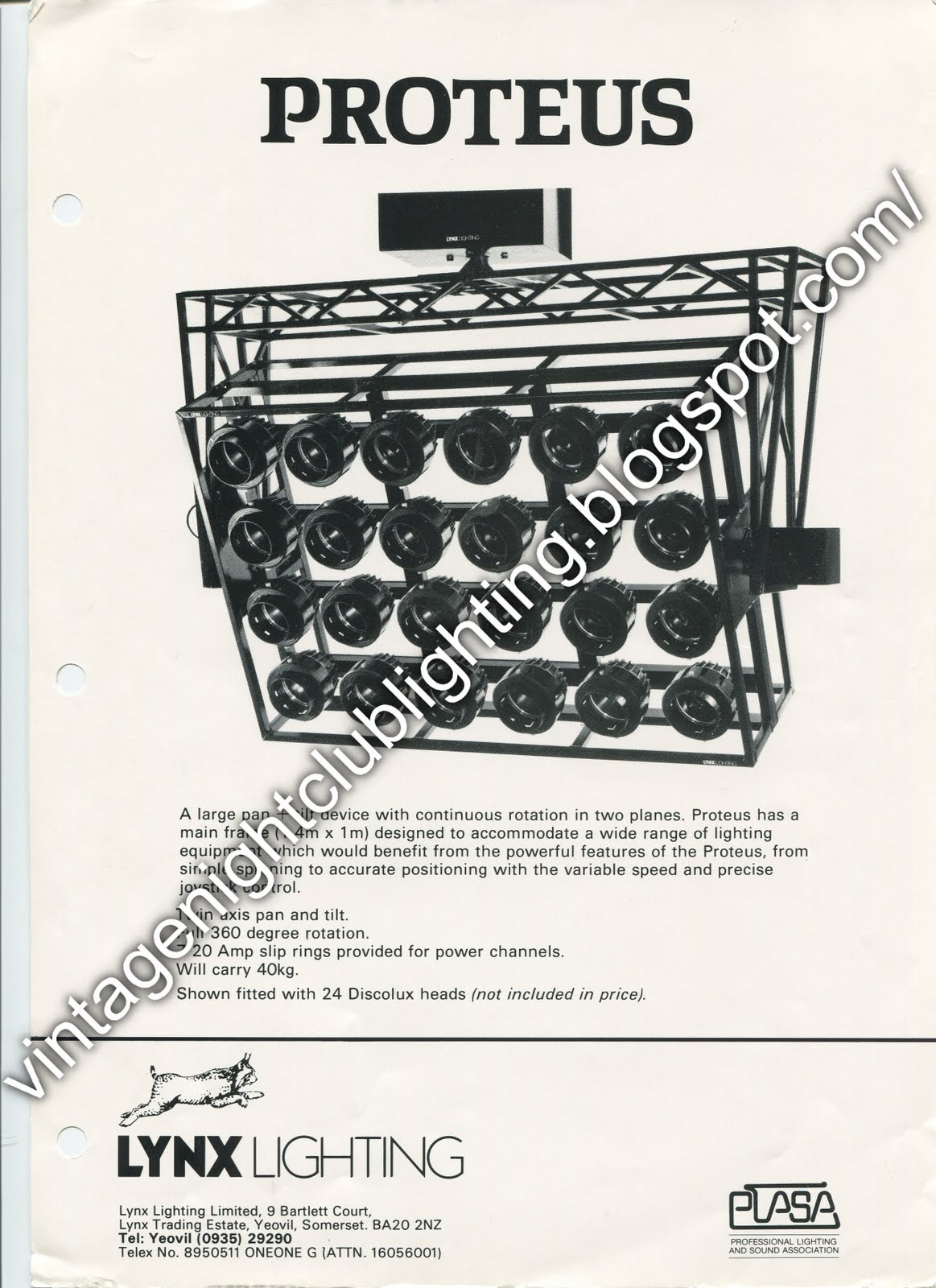 Vintage Night Club Lighting: Lynx Lighting Catalogues