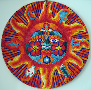 Paintings by K Cole: Beaded Sun in the style of the Huichol people