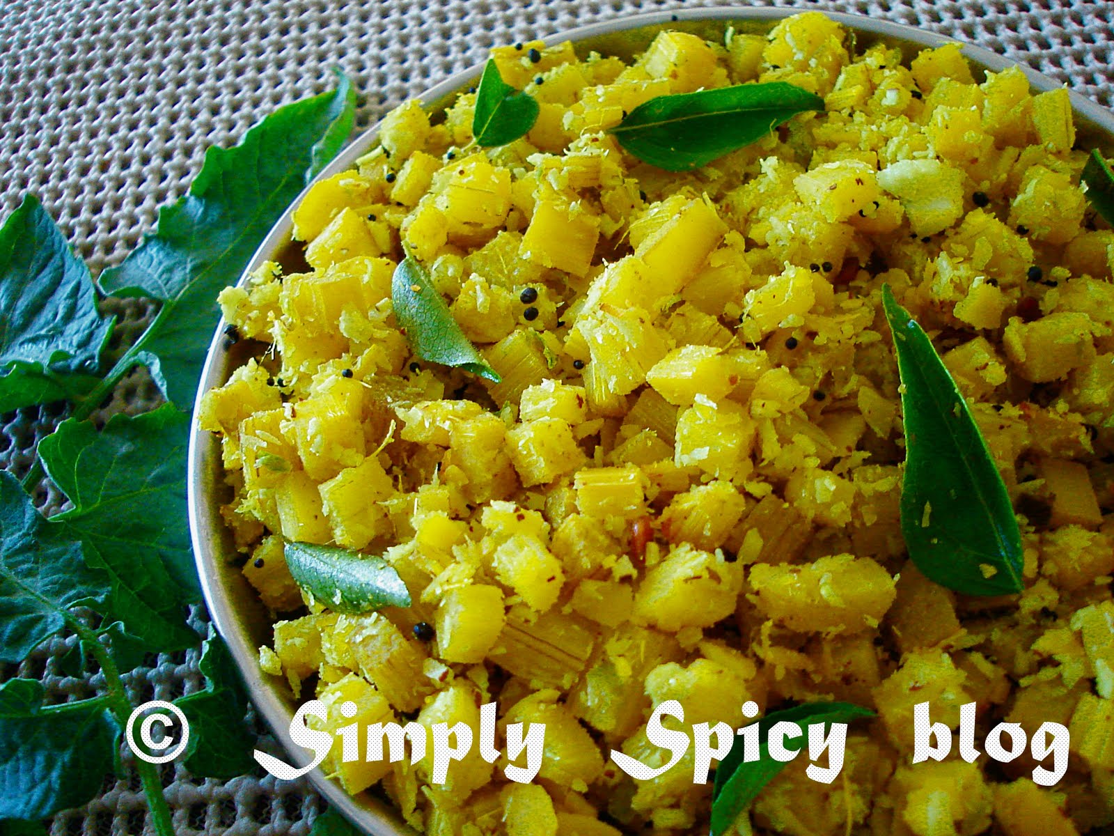 Simply Spicy: Vazha Pindi Thoran - Banana Stem Stir Fry