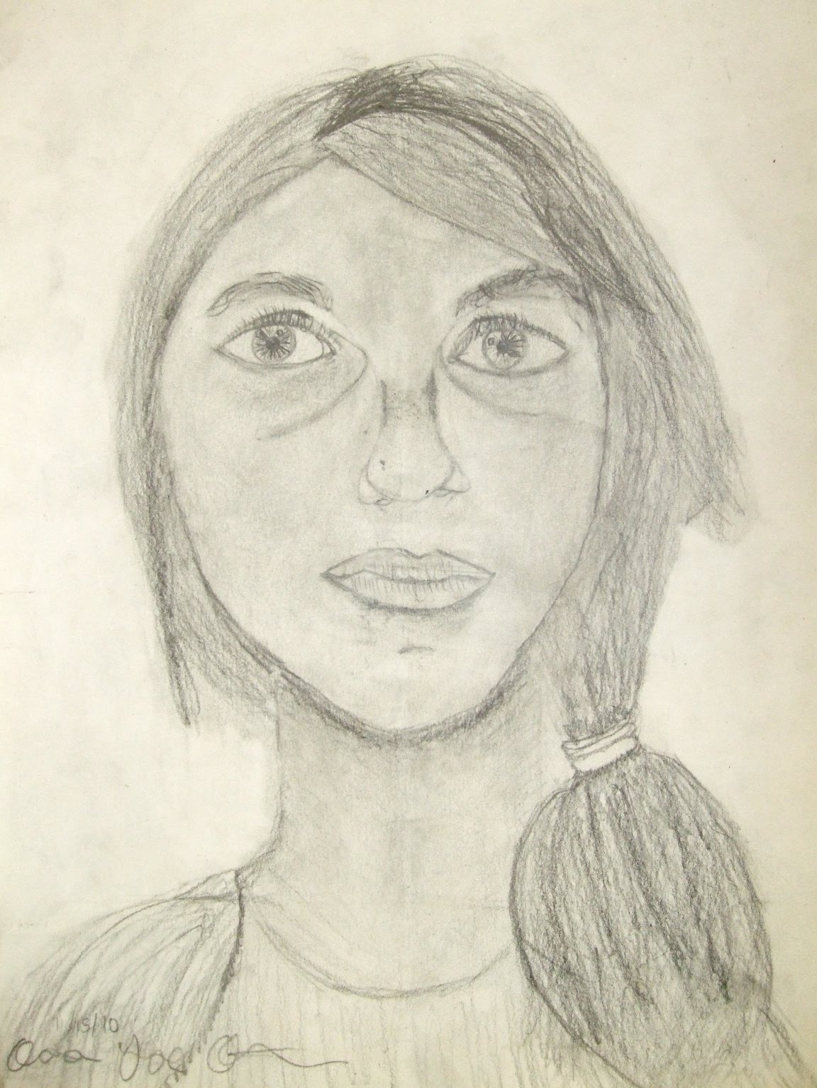 highschoolart: Self Portrait with Mirror Drawing High School Art