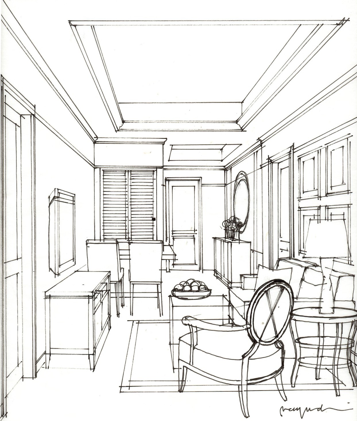 Yandi Prayudhi: sketsa interior step by step