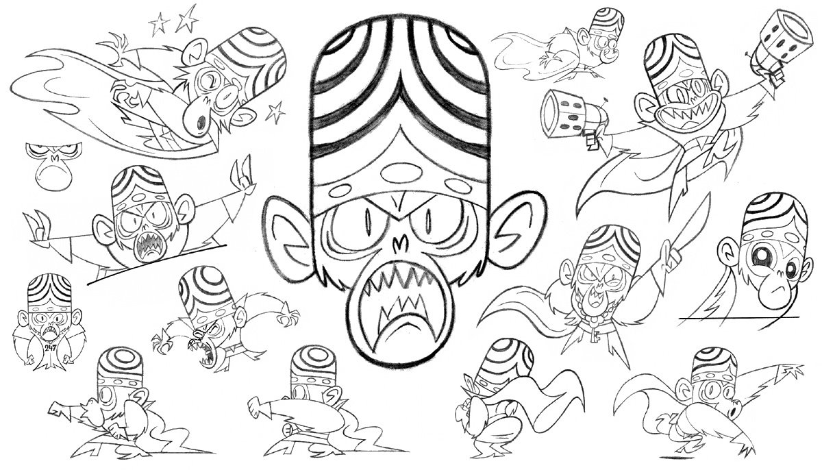 Smoking Cool Cat: Mojo Jojo model sheet