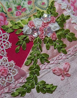 Honey Bee's Bliss: Frilly Pink Rose Vine Pattern for Silk Ribbon Embroidery