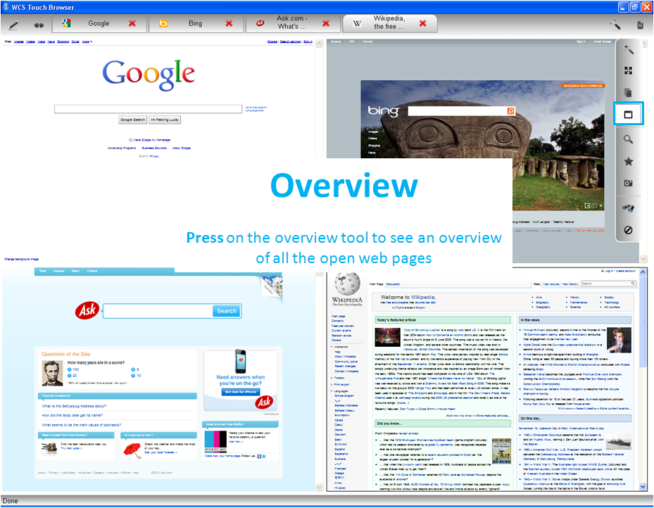Get an overview of all open pages
