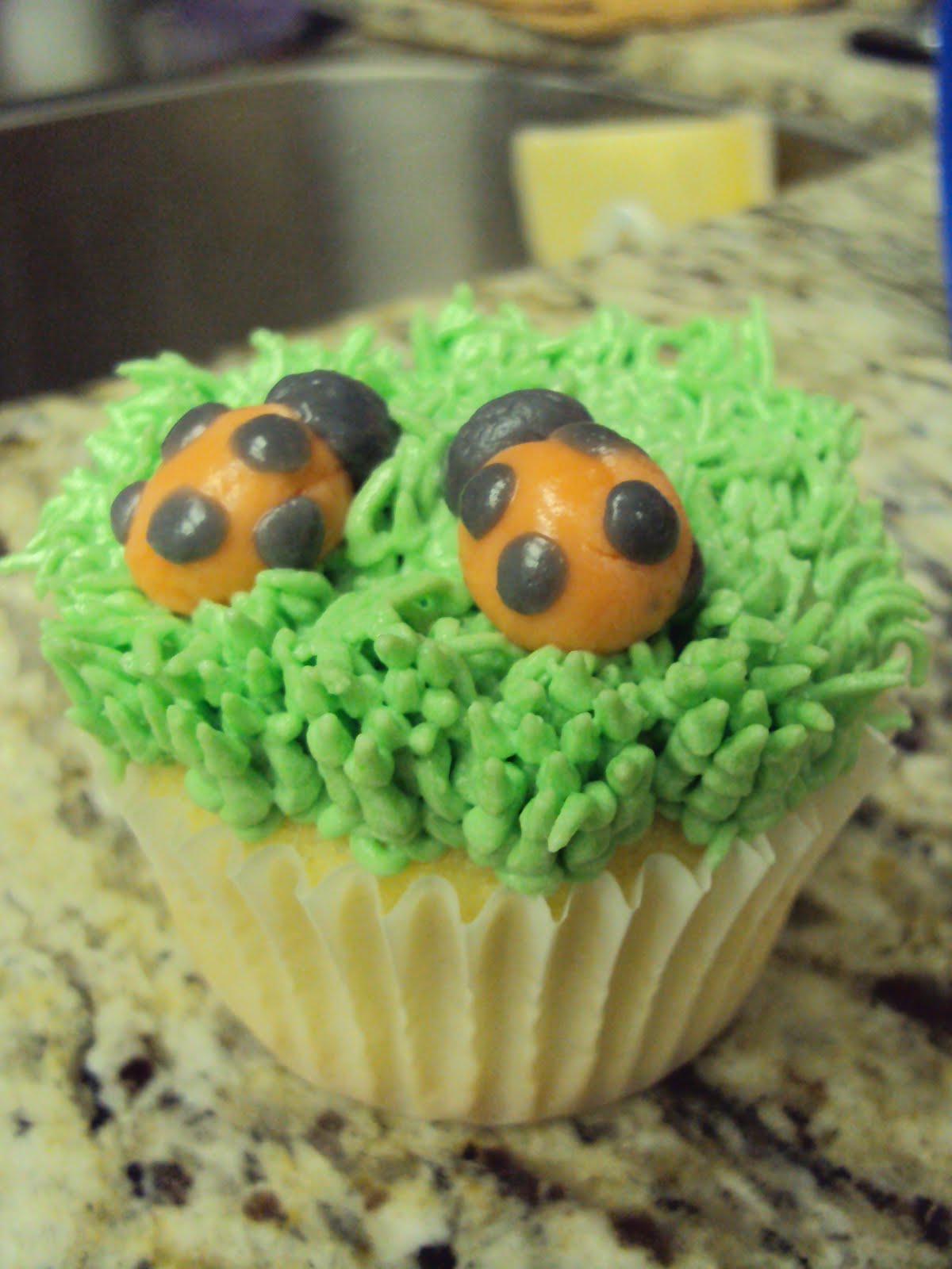 Chi-Cakes Sweets: Ladybugs and lizard on my cupcake?? ewwwwww!