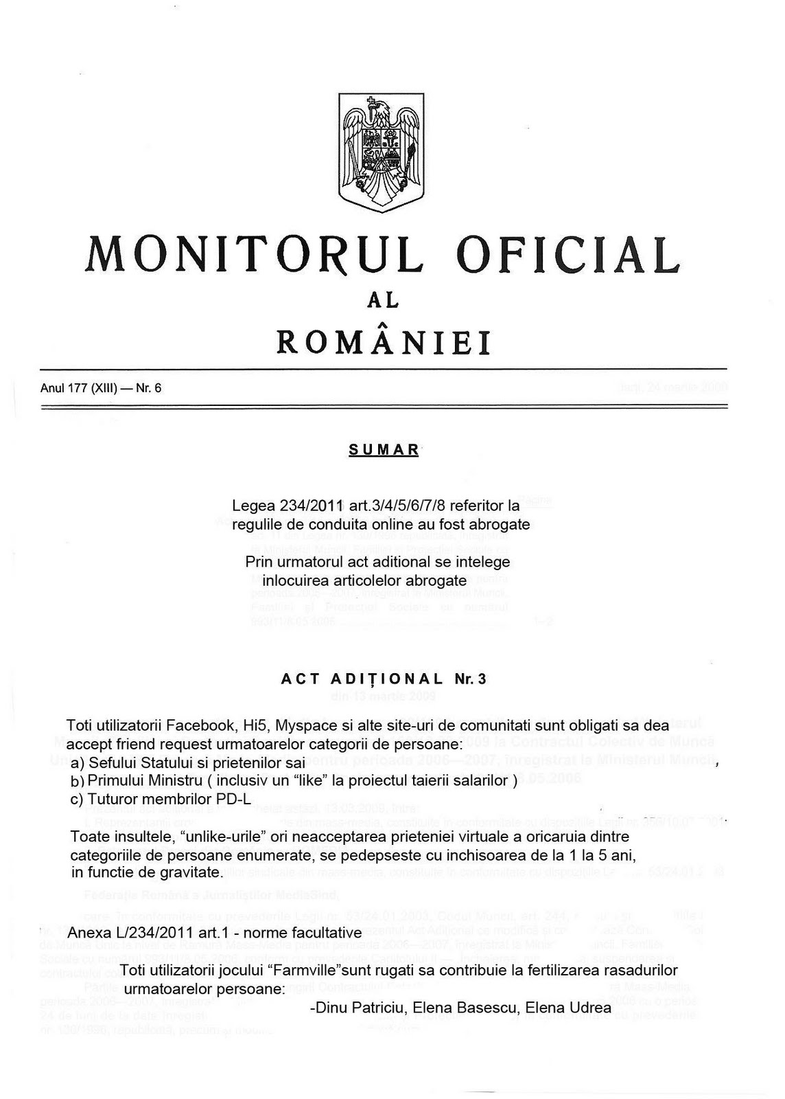 RALUCA - KARELIA: Extras din Monitorul Oficial al Romaniei