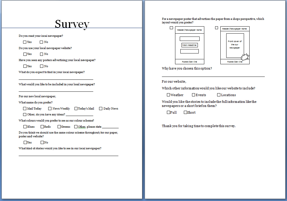 Cara Moran - Local Newspaper: Research- Survey Results