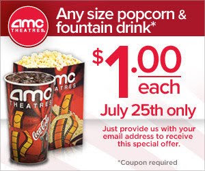 Tres Chic Shoppers: AMC Theatres: $1.00 Popcorn and $1.00 Soda!