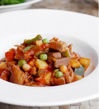 Over Rice: Filipino Menudo (Diced Pork Stew with Potatoes)