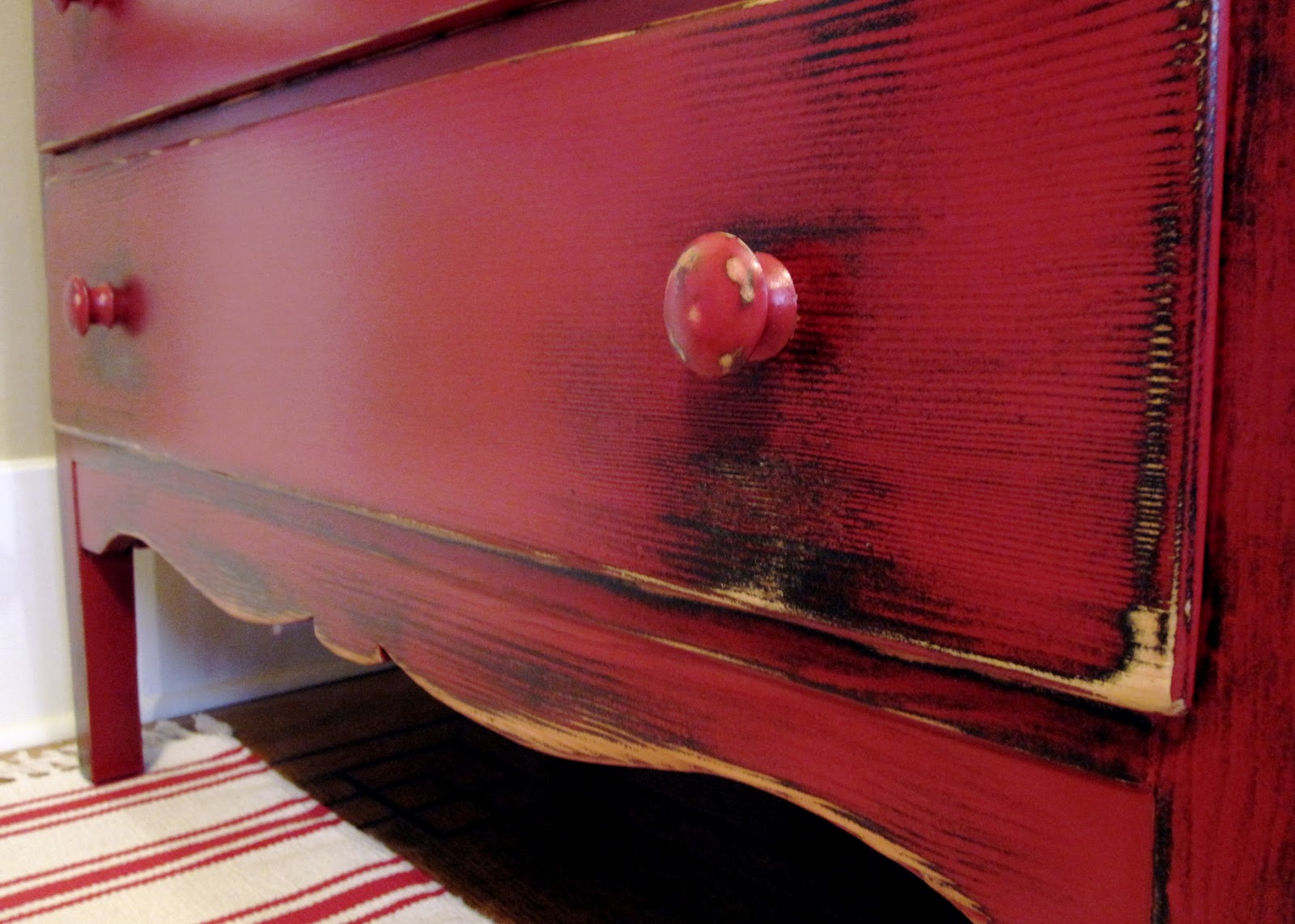 sweet tree furniture: apple red rustic lowboy