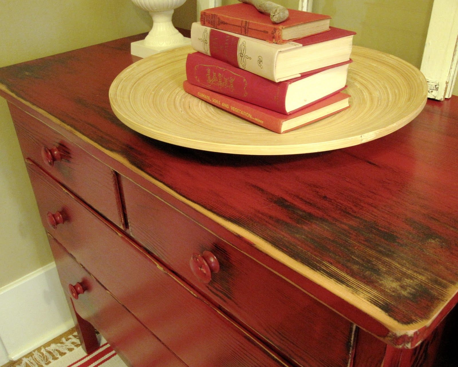 sweet tree furniture: apple red rustic lowboy