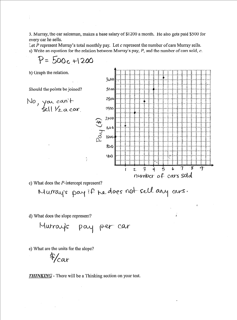 Grade 9 Academic Math Practice Test Answers