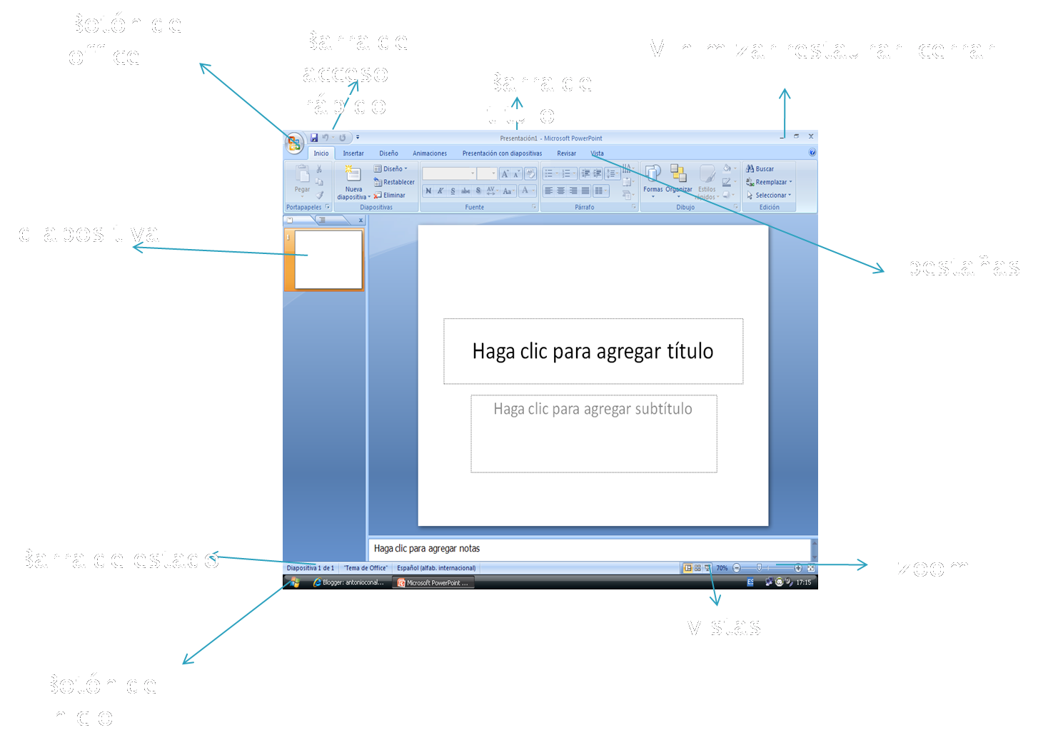antonioconaleprogreso: elementos de la ventana de power point