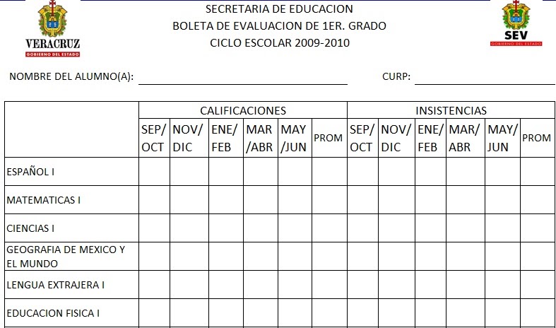 Plantilla De Boleta De Calificaciones Excel