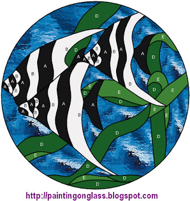 Free Stained Glass Pattern:TropicalFish ~ painting on glass