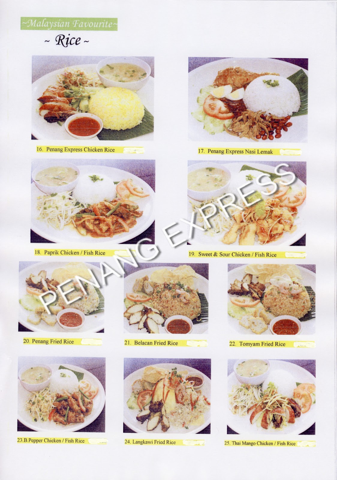 Seri Penang: Penang Express's Menu