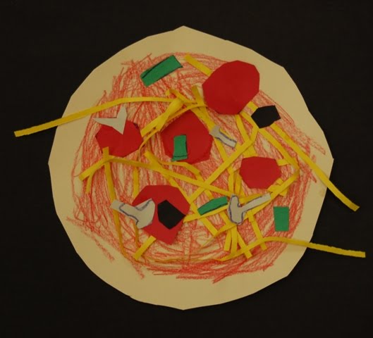 super happy art class: collage pizzas