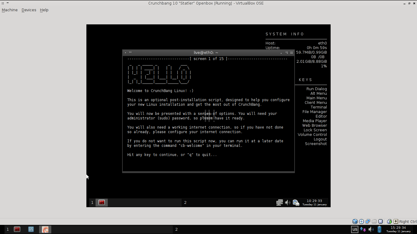 Das U-Blog by Prashanth: Review: CrunchBang ("#!") Linux 10 "Statler ...