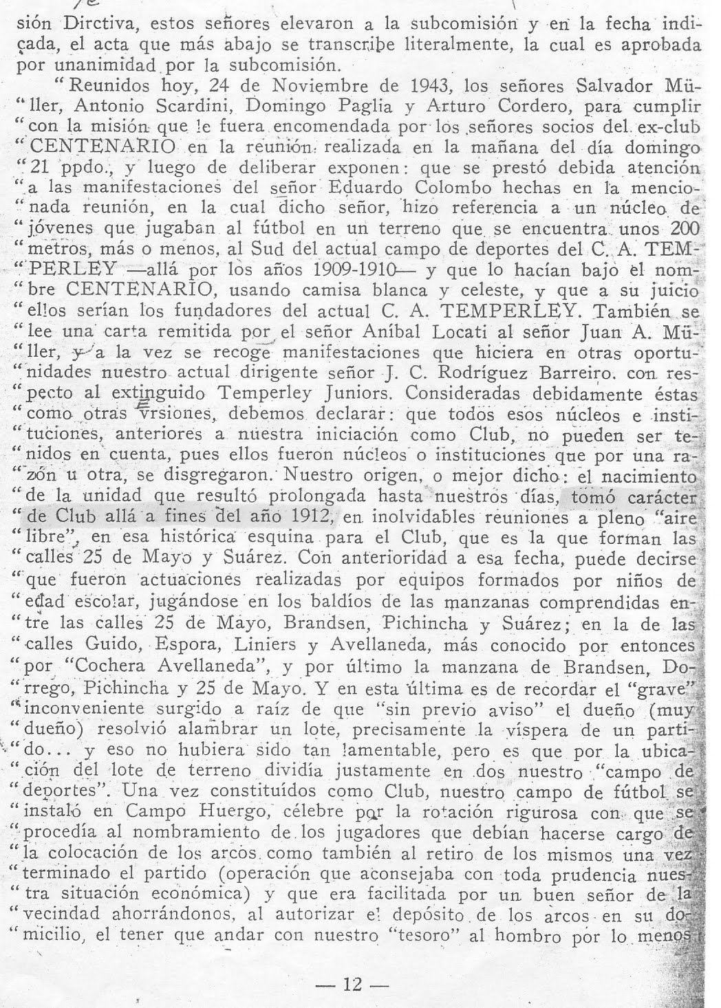 Historia del Club Atletico Temperley: Club Atlético Temperley : 107 años