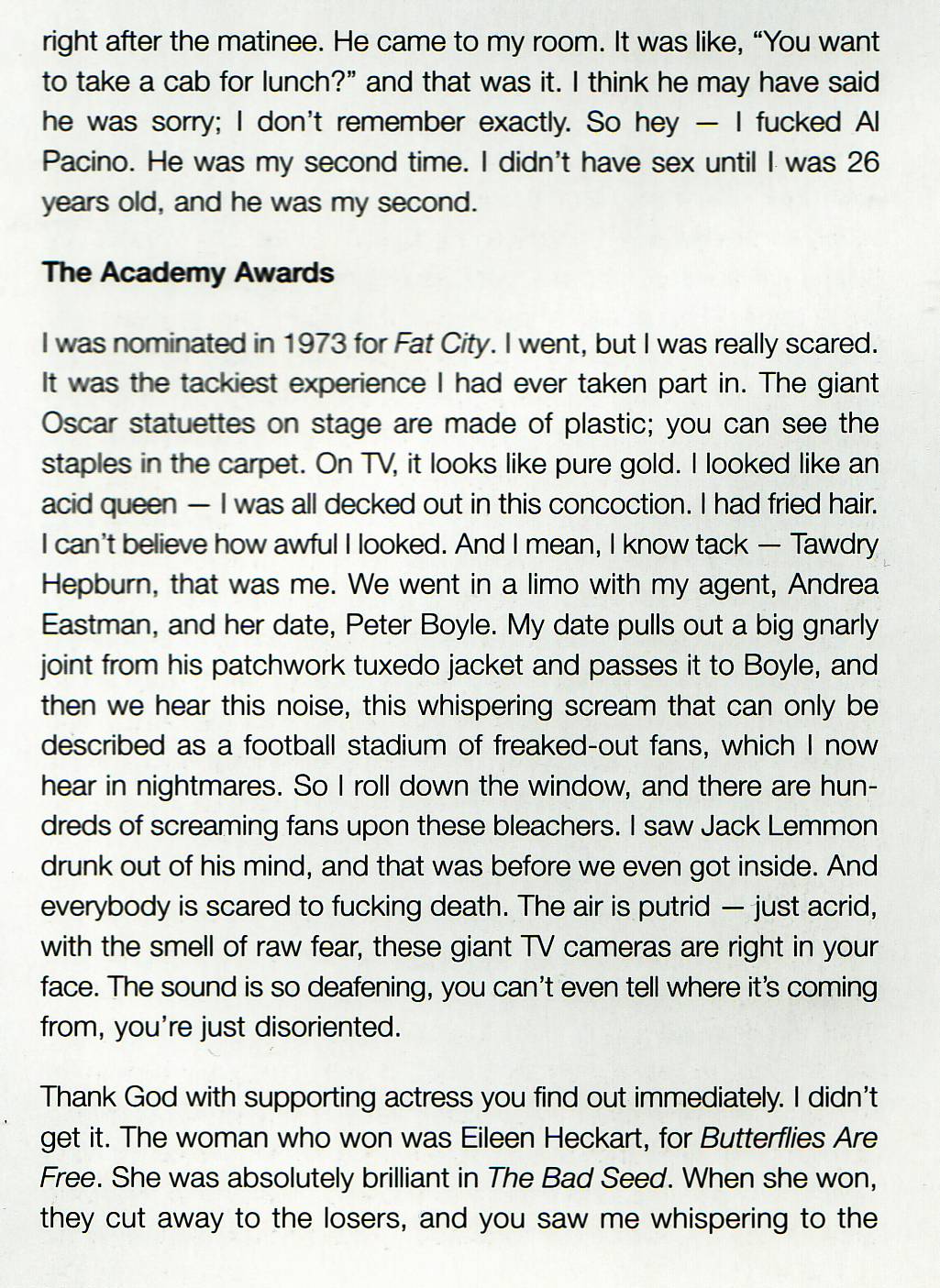 A Seasoned Taste: Susan Tyrrell - It's No Act