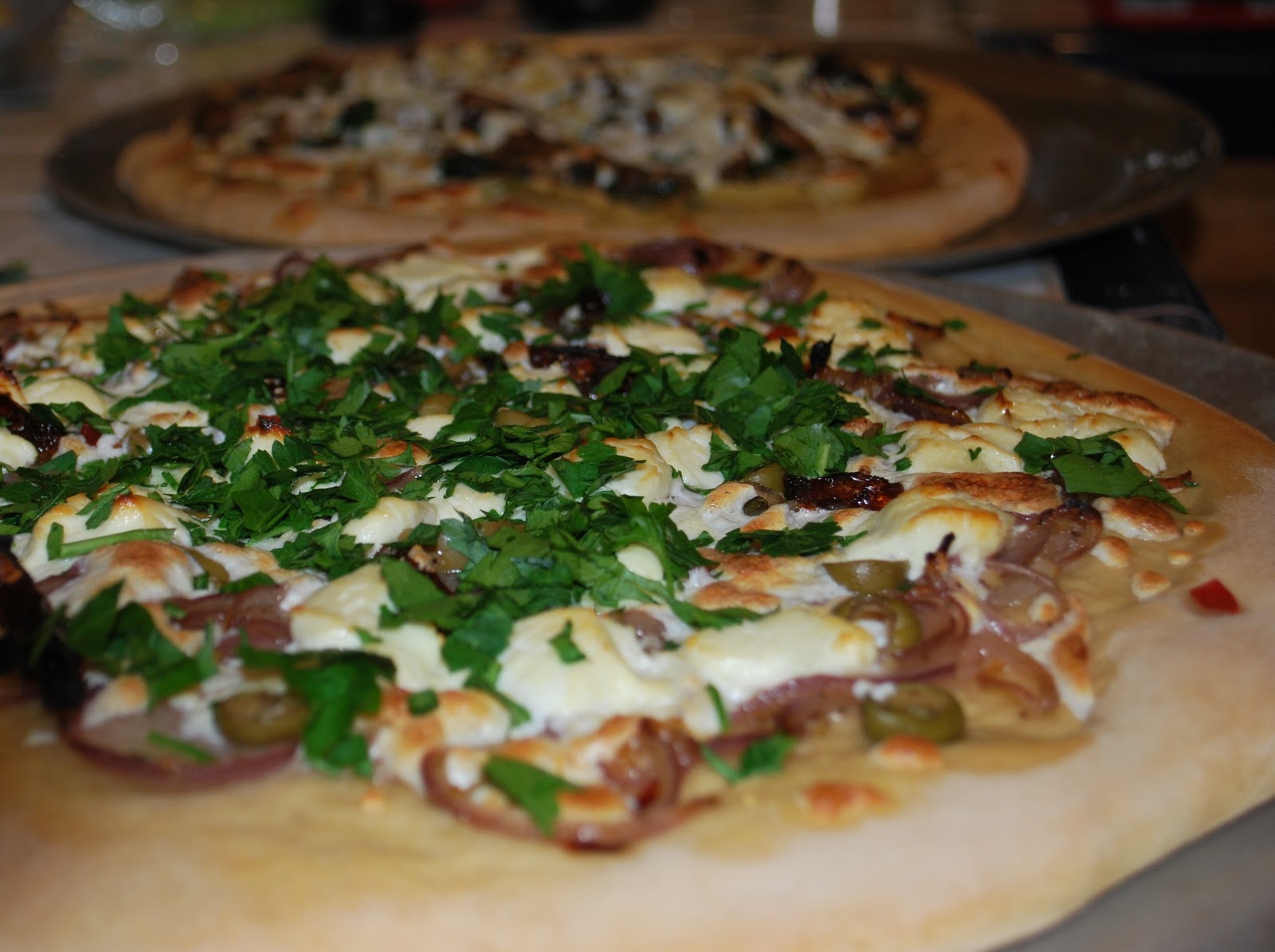 Cooks from Books: Day 12: Goat Cheese Pizza with Red Onions and Green ...