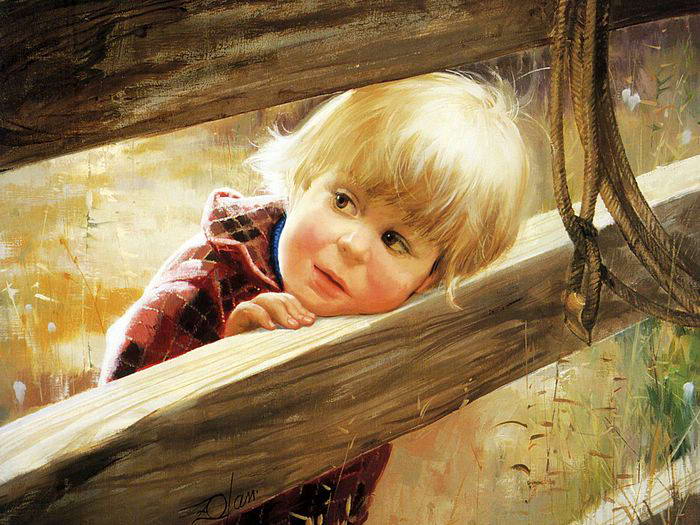 Extreme Humor: Donald Zolan Oil Painting Golden Childhood