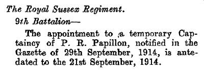 the West Ham Pals of 13th Essex: Lt Col PR Papillon, DSO. First ...