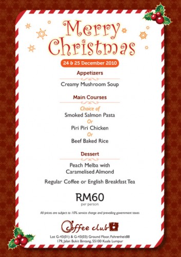 Food Street: O'Coffee Club Christmas Set Menu